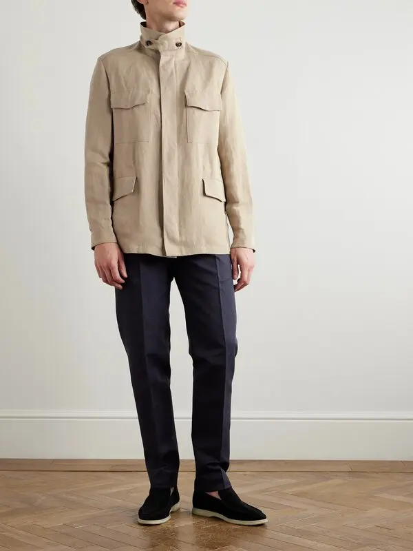 Loro Piana Linen And Silk-blend Field Jacket - Neutrals