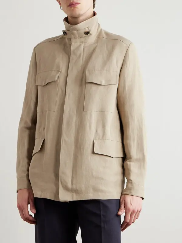 Loro Piana Linen And Silk-blend Field Jacket - Neutrals