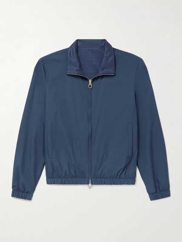 Loro Piana Reversible Storm System® Jersey And Twill Bomber Jacket - Blue
