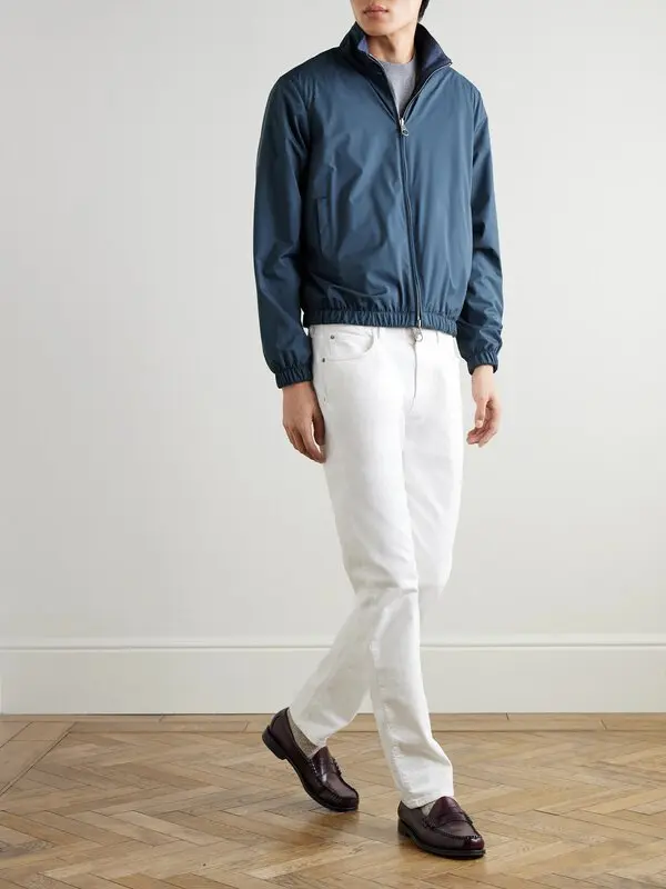 Loro Piana Reversible Storm System® Jersey And Twill Bomber Jacket - Blue