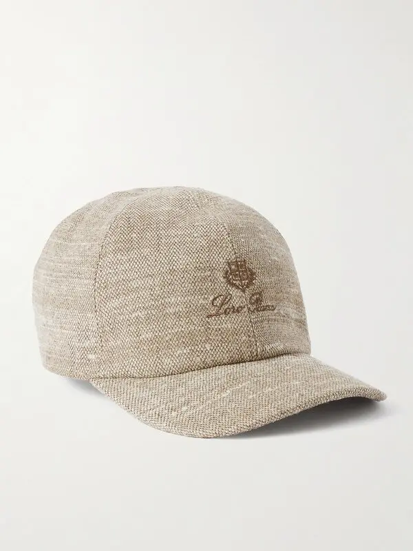Loro Piana Logo-embroidered Rain System® Linen And Silk-blend Tweed Baseball Cap - Brown