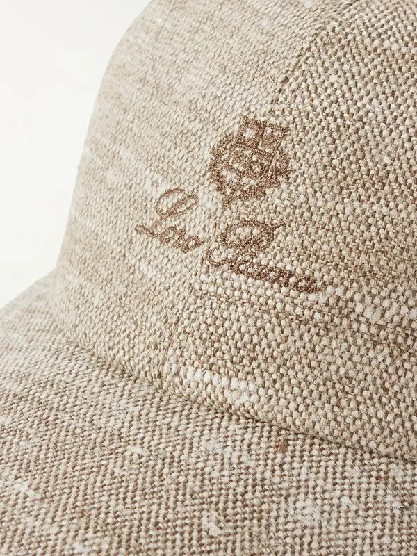 Loro Piana Logo-embroidered Rain System® Linen And Silk-blend Tweed Baseball Cap - Brown