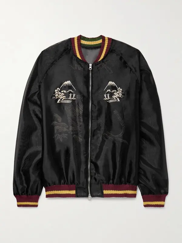 Kapital Souvenir Embroidered Organza Bomber Jacket - Black
