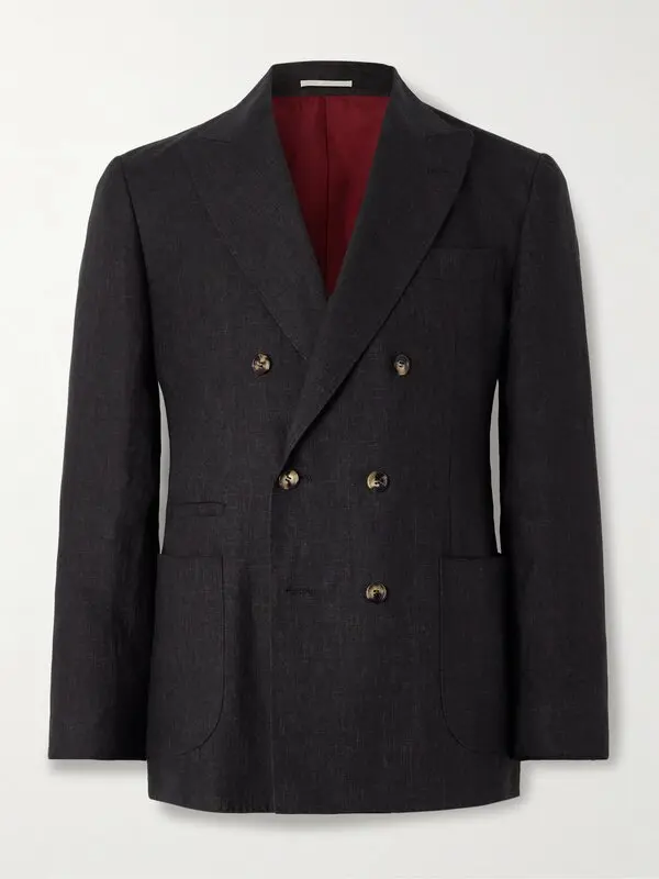 Brunello Cucinelli Double-breasted Linen Suit Jacket