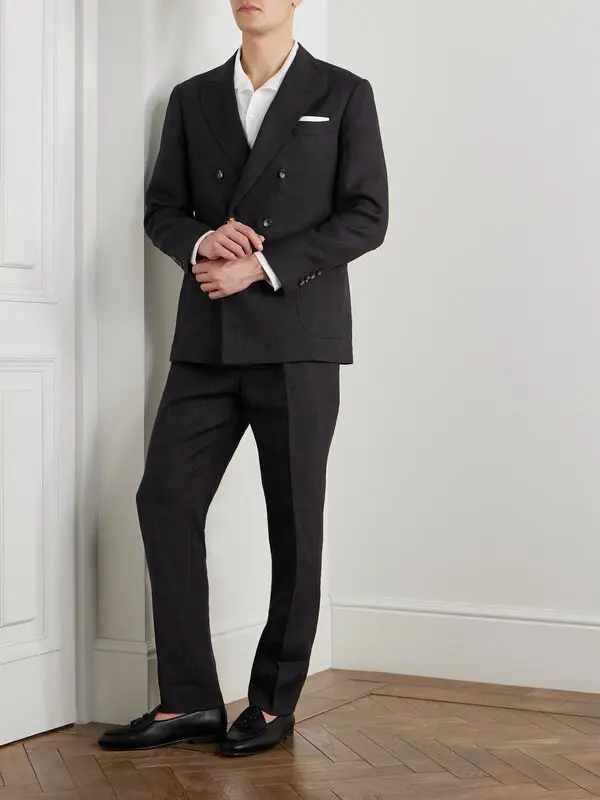 Brunello Cucinelli Double-breasted Linen Suit Jacket