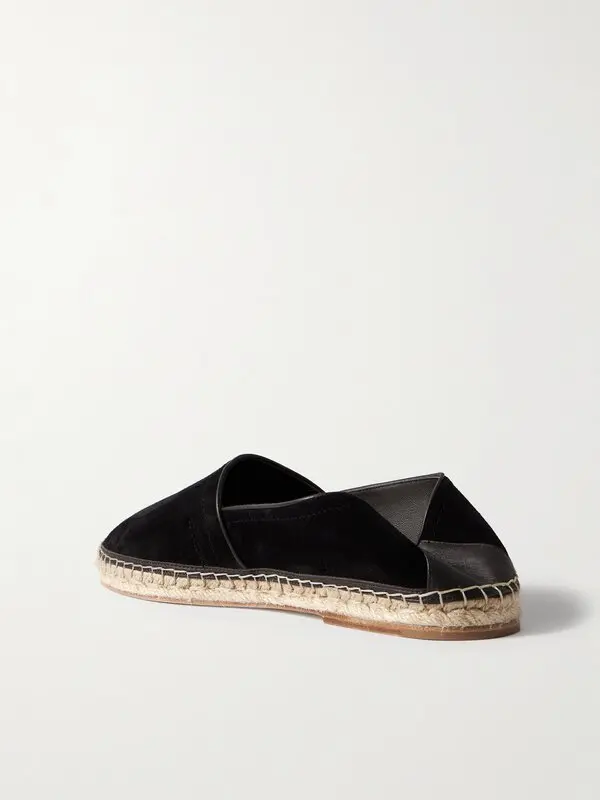 Brunello Cucinelli Leather-trimmed Suede Espadrilles - Black