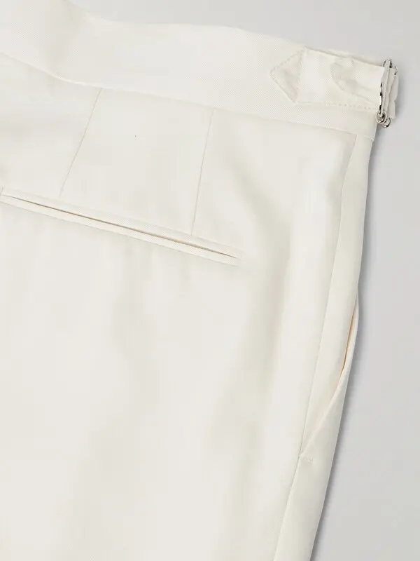 Brunello Cucinelli Straight-leg Pleated Silk-satin Tuxedo Trousers