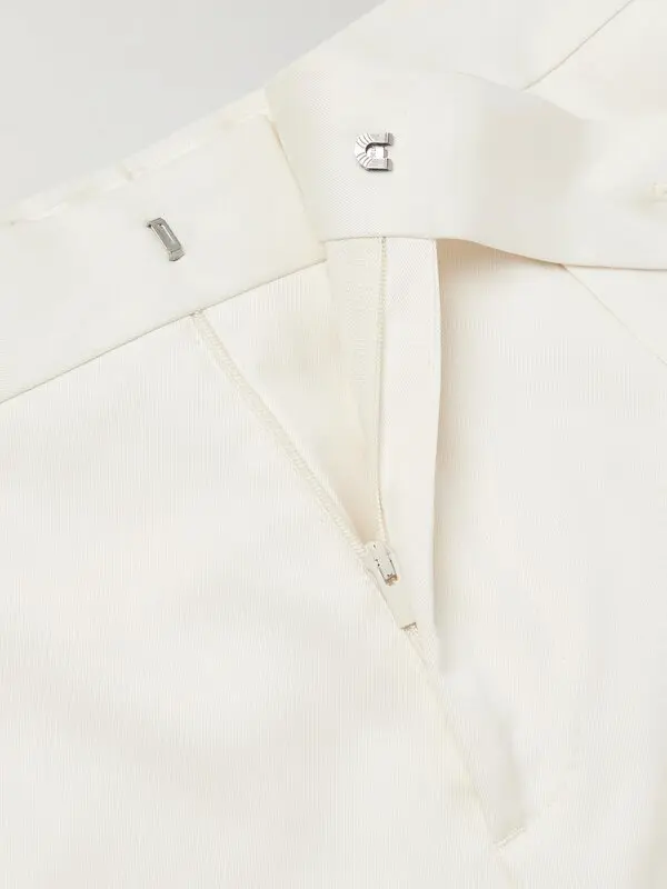 Brunello Cucinelli Straight-leg Pleated Silk-satin Tuxedo Trousers
