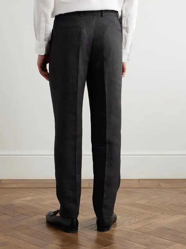 Brunello Cucinelli Slim-fit Pleated Linen Trousers