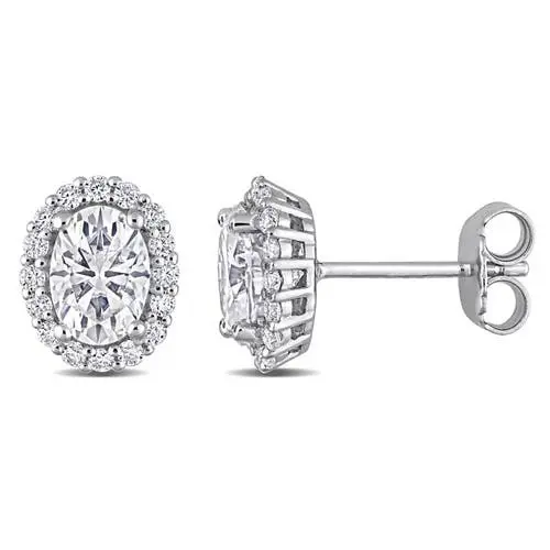 JULIANNA B. Oval Halo Stud Earrings - Sterling Silver
