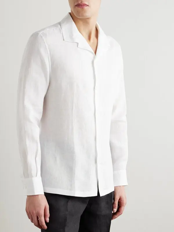Brunello Cucinelli Slim-fit Camp-collar Linen Shirt