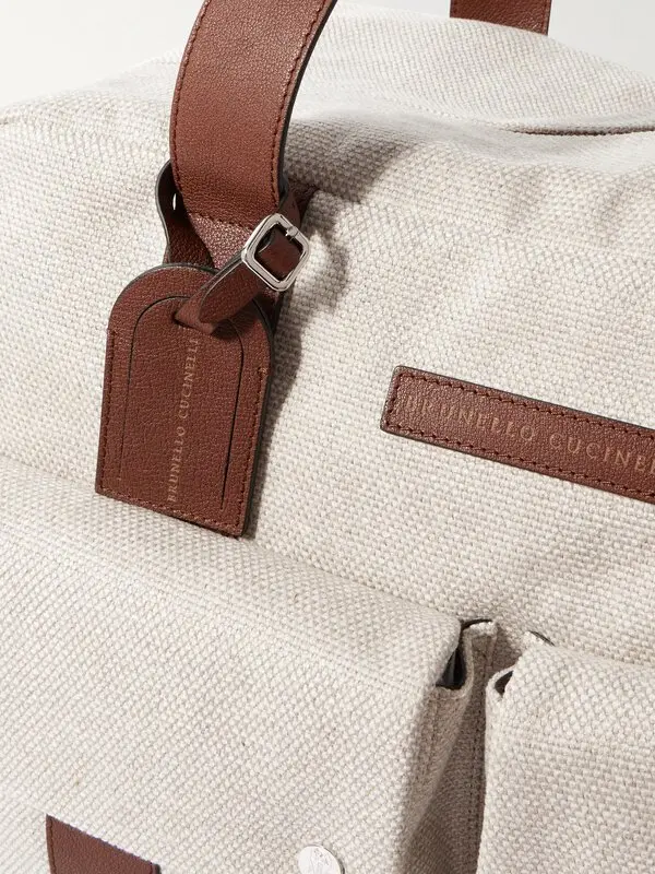 Brunello Cucinelli Leather-trimmed Canvas Weekend Bag
