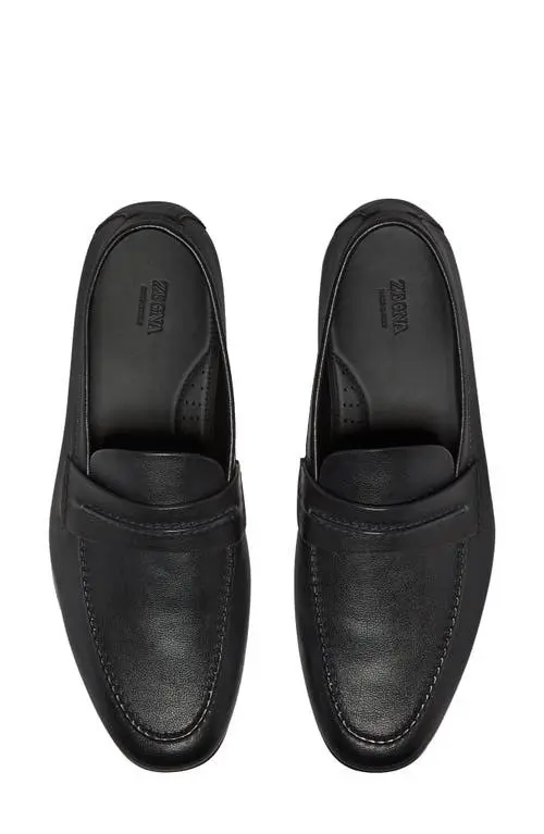 Zegna Natural Grain Leather Loafer