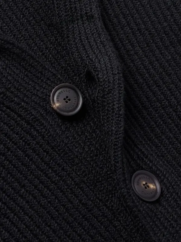 Brunello Cucinelli Shawl-collar Ribbed Cotton Cardigan