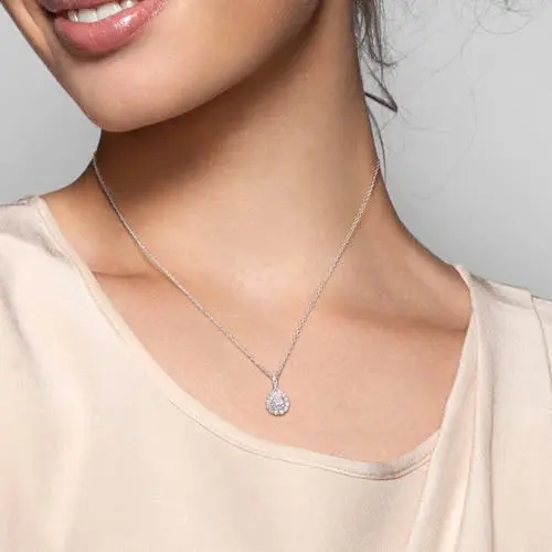 JULIANNA B. Moissanite Teardrop Halo Pendant
