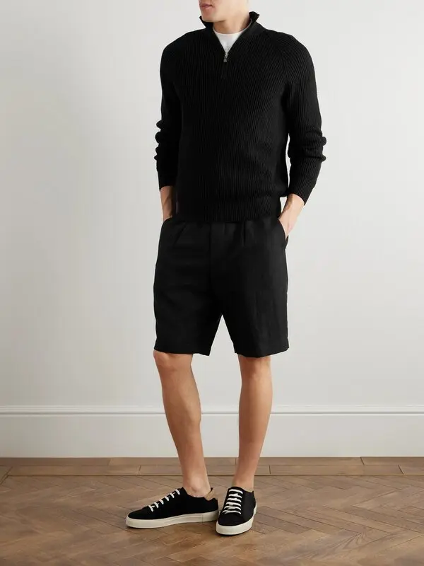 Brunello Cucinelli Ribbed Cotton Half-zip Sweater