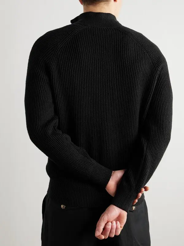 Brunello Cucinelli Ribbed Cotton Half-zip Sweater