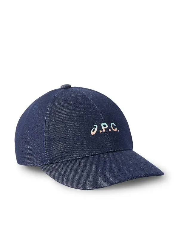 A.p.c. Asics Interaction Logo-print Denim Baseball Cap - Blue