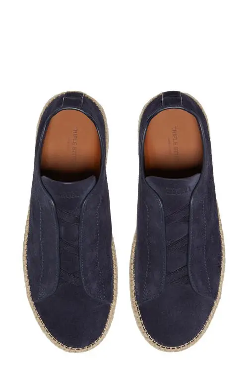 Zegna Triple Stitch™ Espadrille Slip-on Sneaker - Navy