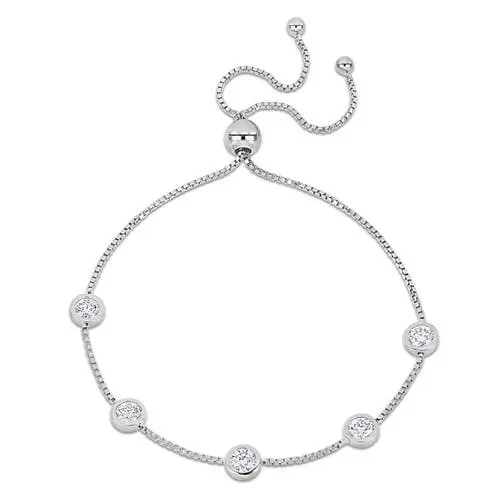 JULIANNA B. Moissanite Station Bolo Bracelet - Sterling Silver