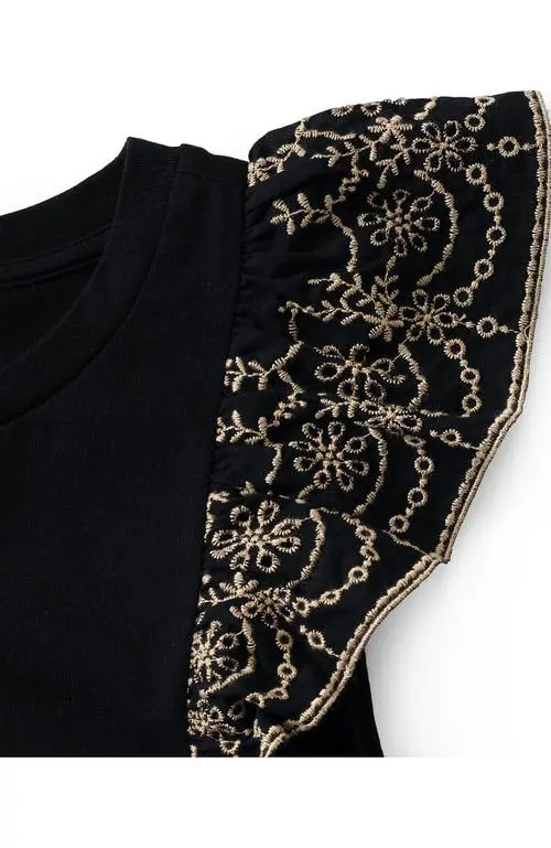 LANDS' END Embroidered Ruffle Tank - Black