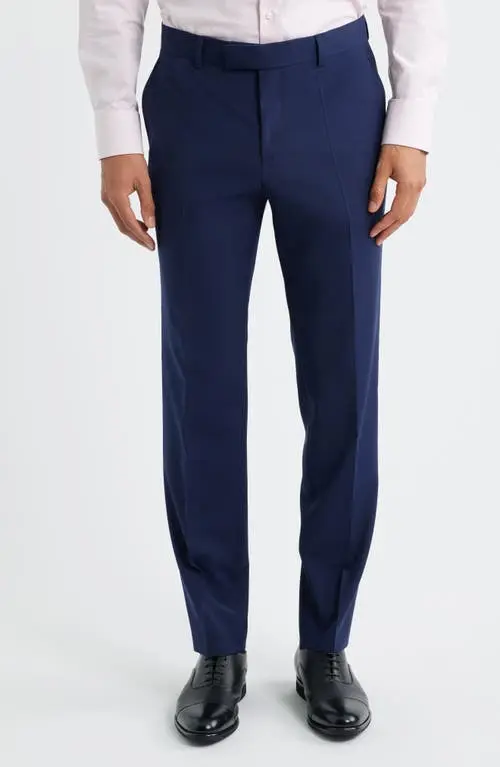BOSS Flat Front Wool Suit Pants - Open Blue