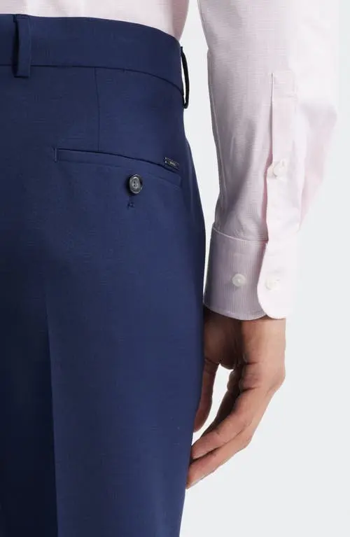 BOSS Flat Front Wool Suit Pants - Open Blue
