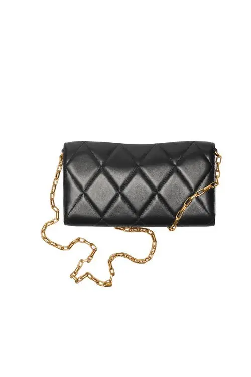 Burberry Rocking Horse Chain Strap Wallet In Black/Gold 30% Off