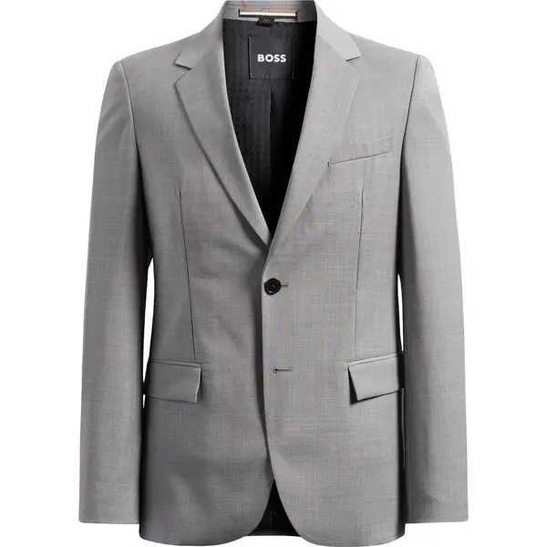 BOSS Houston Solid Wool Suit Jacket - Silver