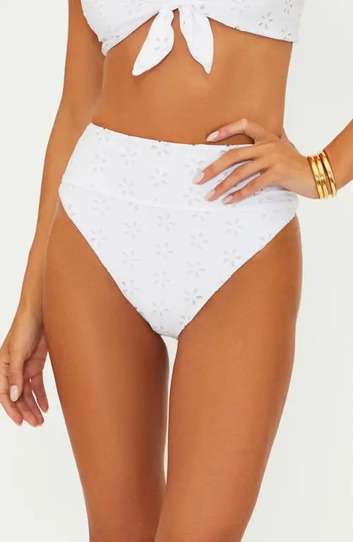 Beach Riot Hazel High Waist Bikini Bottoms - White Magnolia Eyelet