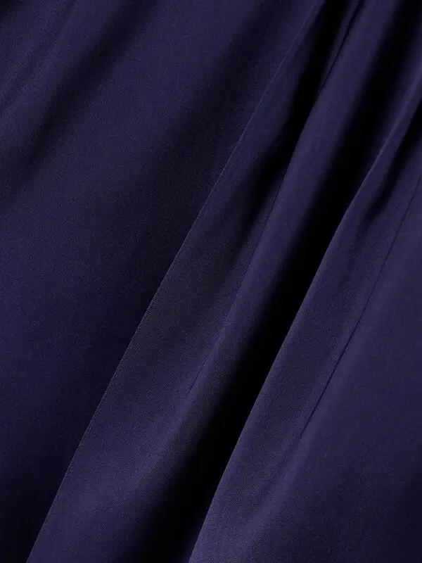 Another Tomorrow Pleated Satin Wide-leg Pants - Blue