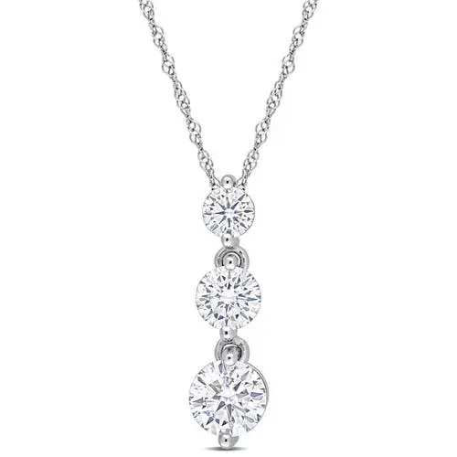JULIANNA B. Moissanite Graduated 3-stone Pendant Necklace - Sterling Silver