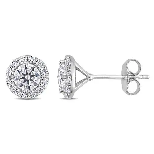 JULIANNA B. Moissanite Halo Earrings - Sterling Silver