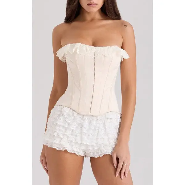 House Of Cb Idella Strapless Corset Top - Ecru