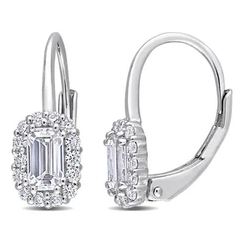 JULIANNA B. Octagon Halo Leverback Earrings - Sterling Silver