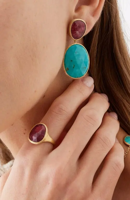Marco Bicego Lunaria Thulite & Turquoise Drop Earrings