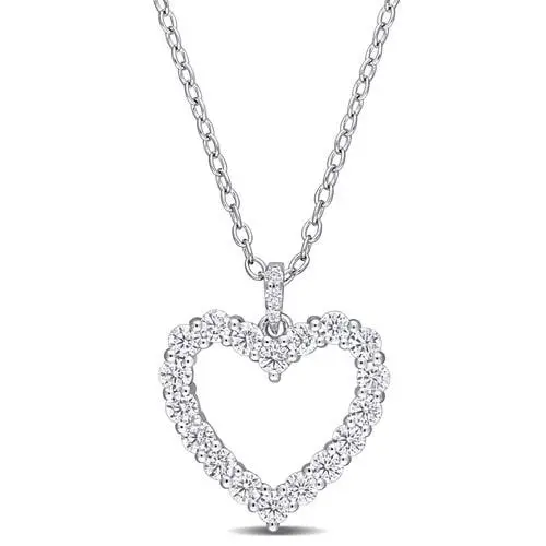 JULIANNA B. Moissanite Open Heart Pendant - Sterling Silver
