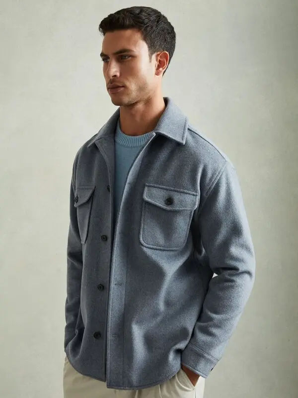 REISS Liam Wool-blend Melton Overshirt