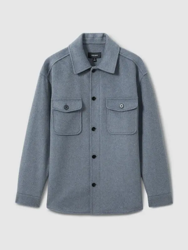 REISS Liam Wool-blend Melton Overshirt
