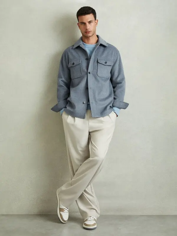 REISS Liam Wool-blend Melton Overshirt