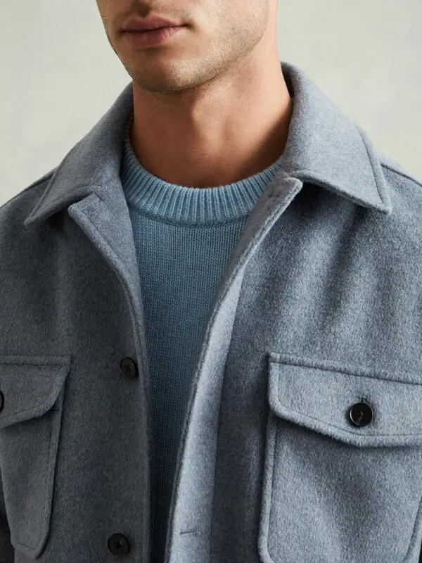REISS Liam Wool-blend Melton Overshirt