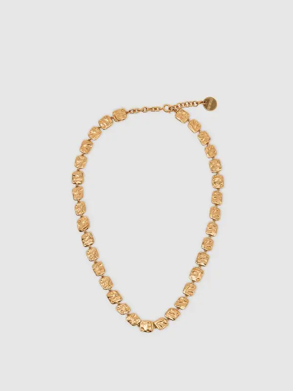 REISS Mila Molten Square Necklace - Gold Tone