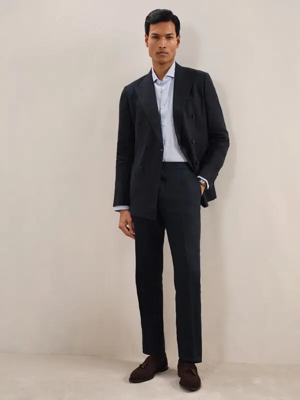 REISS Db Kin Db Linen Double-breasted Suit Slim-fit Blazer