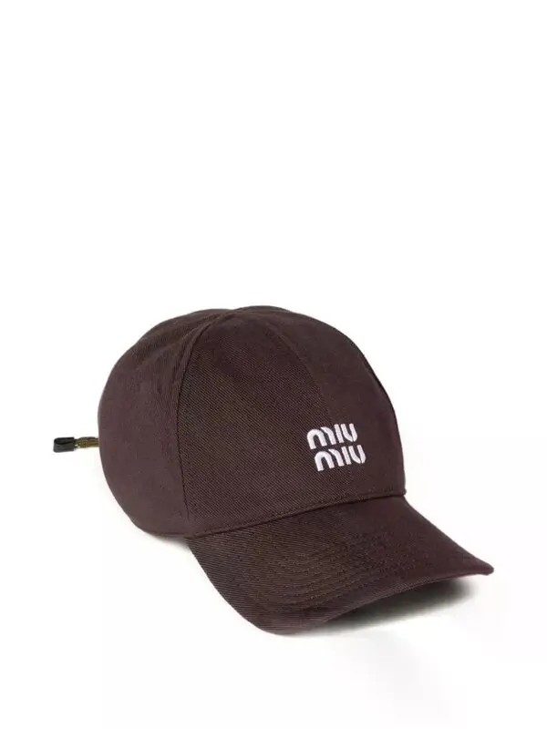 Miu Miu Logo-embroidered Cap - Brown