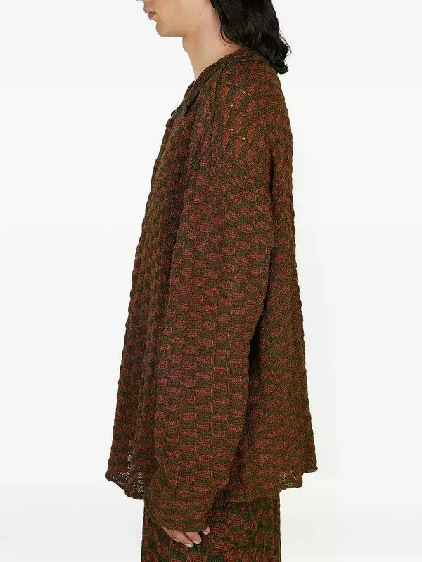 ISA BOULDER Patterned Cardigan - Brown