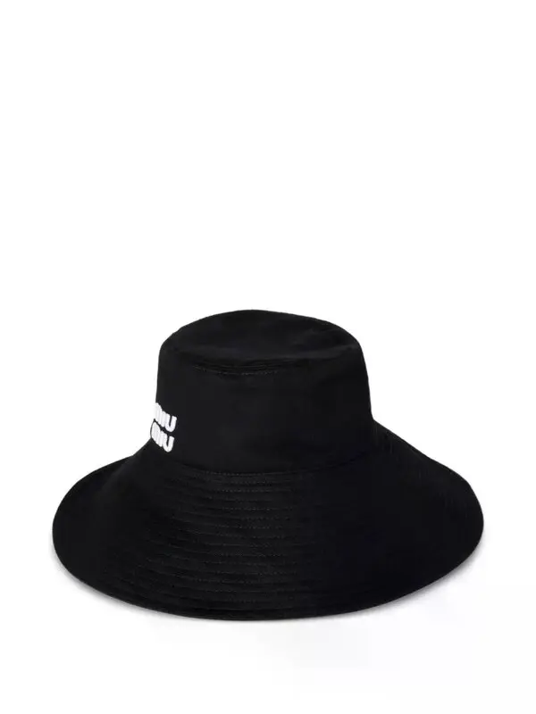 Miu Miu Drill Wide-brim Bucket Hat - Black