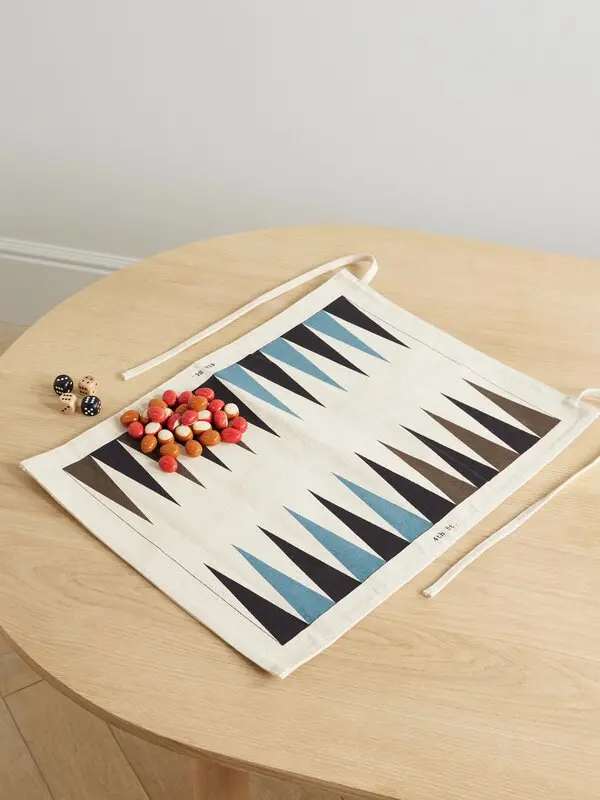 FOURTH STREET Canvas, Wood And Metal Backgammon Set - Neutrals