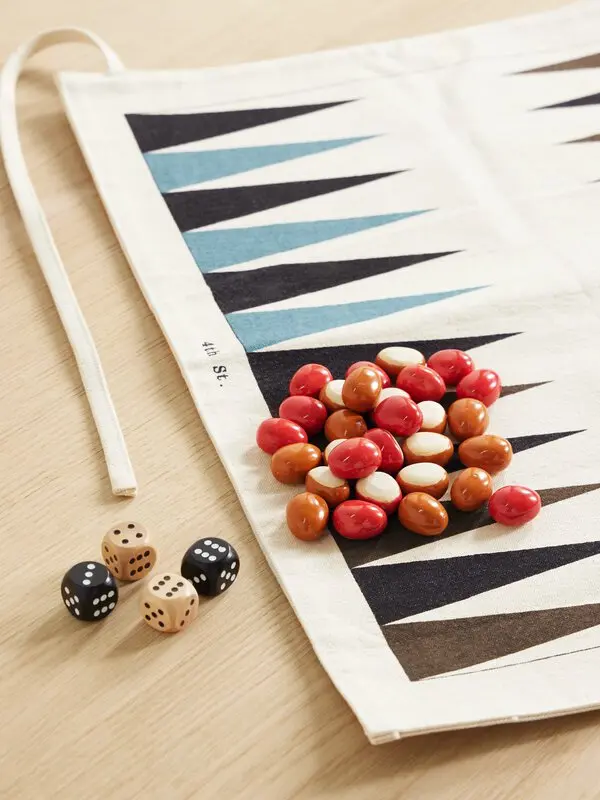 FOURTH STREET Canvas, Wood And Metal Backgammon Set