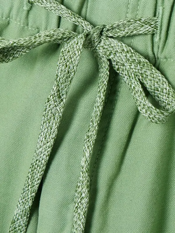 MOTHER The Drawn Half-pipe Cotton-canvas Barrel-leg Trousers - Green