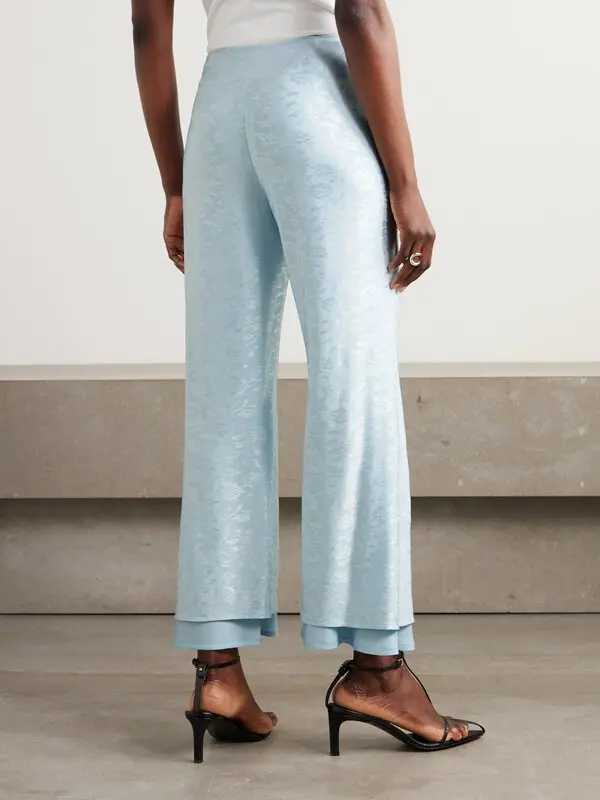JIL SANDER Floral Jacquard Cropped Flared Trousers